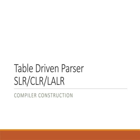 CLR AND LALR PARSER | PPTX