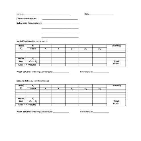 Table for simplex methos | PDF