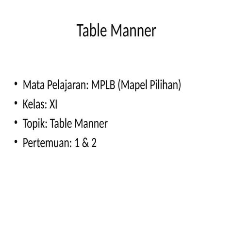Table Manners | PPTX