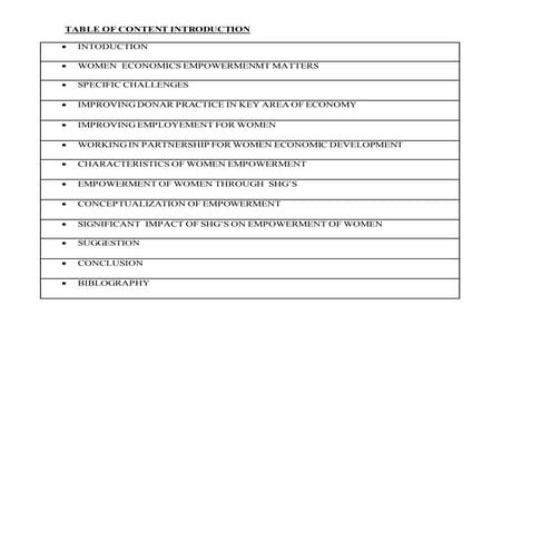 Table of content introduction | DOCX