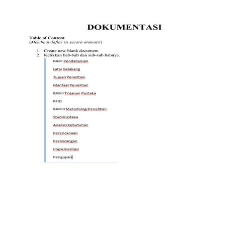 Table of content pada mac os | PDF