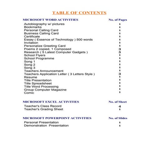 Table Of Content | DOC