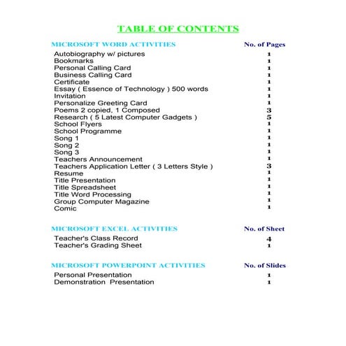 Table Of Content | DOC