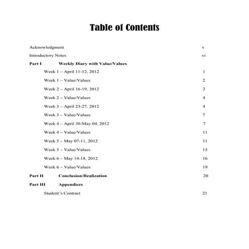 Table of contents | DOCX