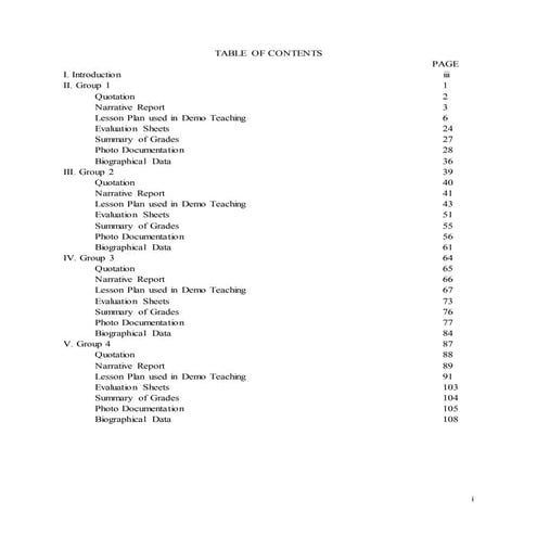 Table of contents | DOCX | Education