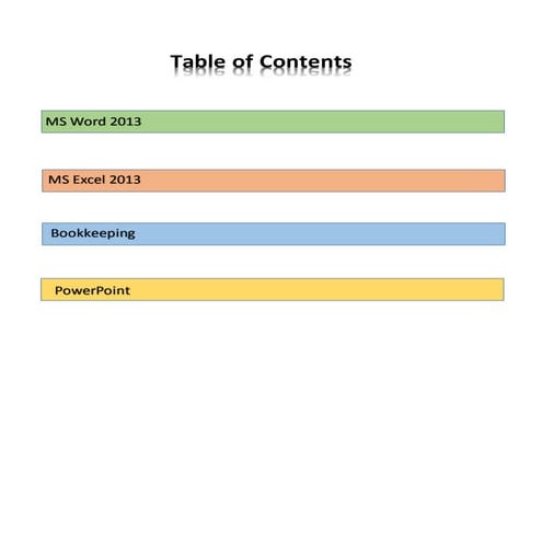 Table of contents | DOCX | Computer Software and Applications | Computing