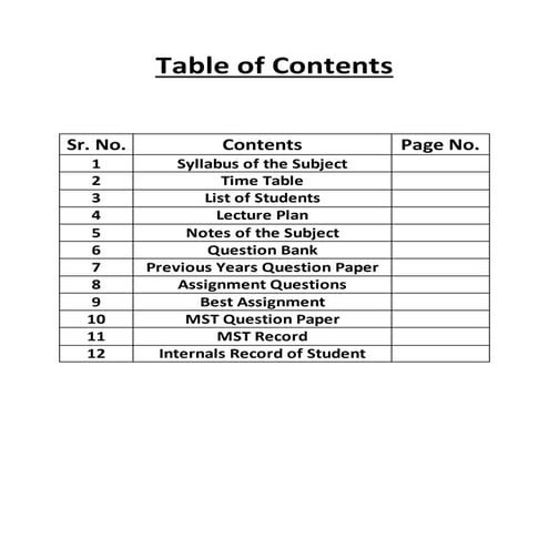 Table of contents | DOCX