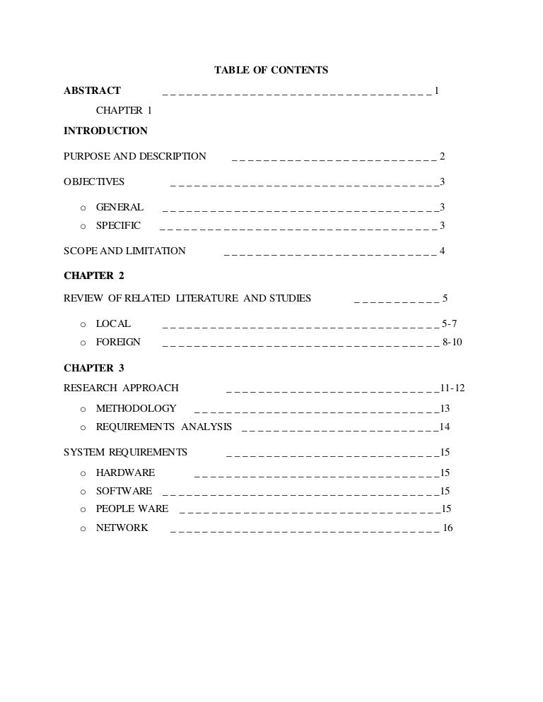 Table of contents
