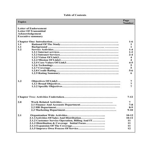 Table of contents format | DOCX