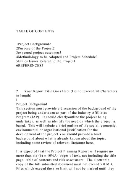 The Preliminary Project Report | PDF