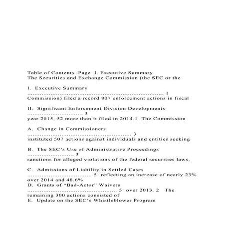 Table of Contents Page I. Executive Summary Th.docx