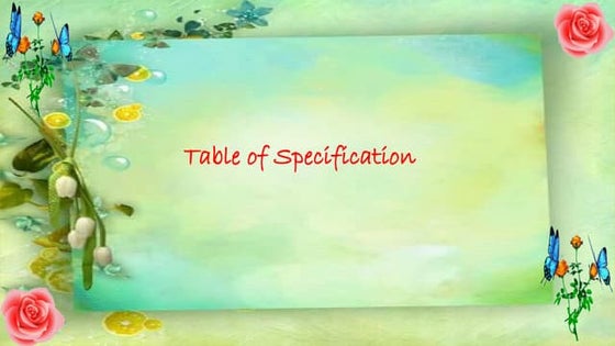 Table of specifications | PPTX