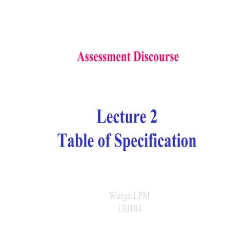 Table of specification | PPT