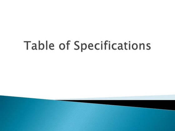 Table of specifications | PPTX