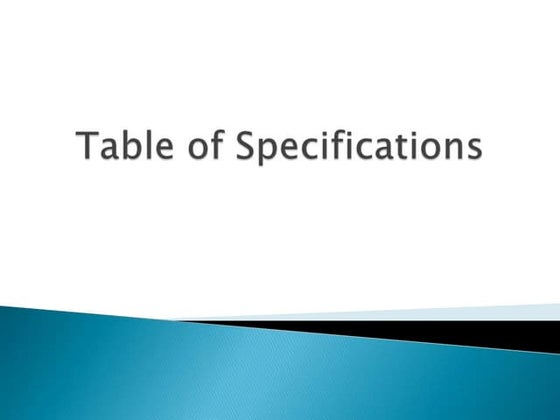 Table of specifications | PPT