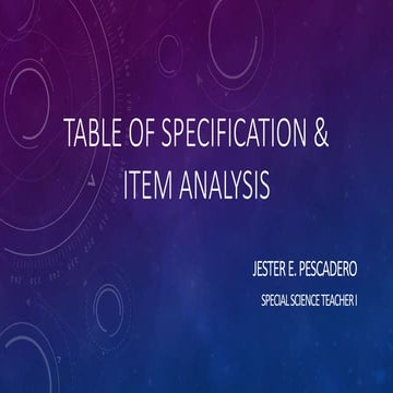 Table of Specification, Test questions and item.pptx
