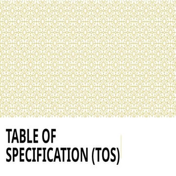 Table of specification TOS - Assessment of Learning | PPT