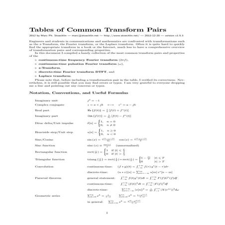 Signals and Systems Formula Sheet | PDF