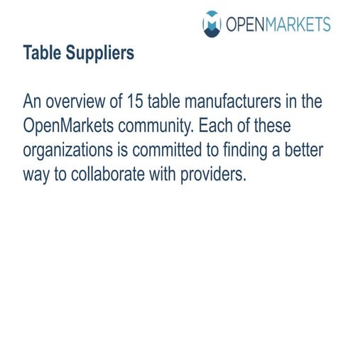 Table Manufacturers in the OpenMarkets Community | PPT
