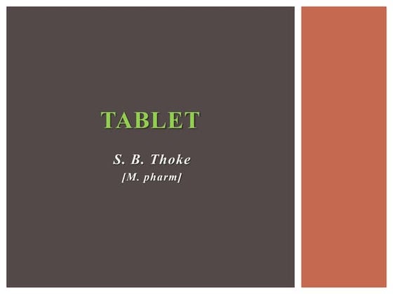 Methods used for the manufacture of tablets | PPTX