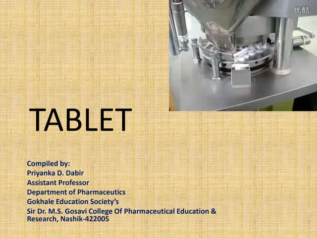 Industrial Pharmacy - 1 (Unit 2: Tablets) | B.Pharm 5th Sem | Tablet Formulation & Evaluation ...