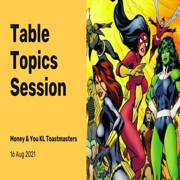 Table topics - Money & You KL Toastmaster Club - Aug 2021 | PDF