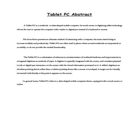 Tablet pc abstract | DOCX