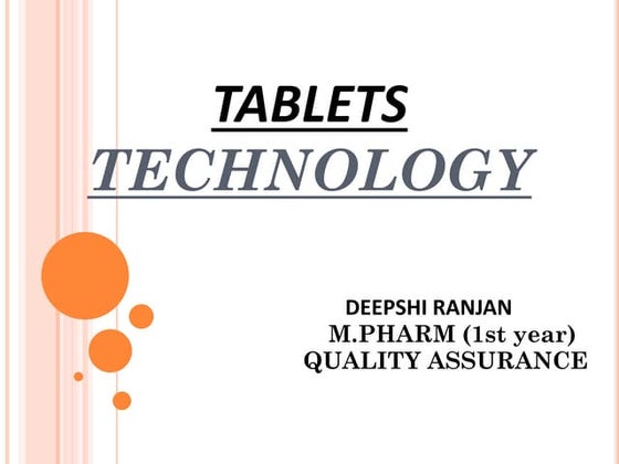 Methods used for the manufacture of tablets | PPTX