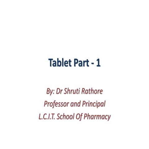 Tablet Part - I | PPT