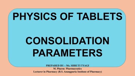 Physics of tablet compression | PPT | Physics | Science
