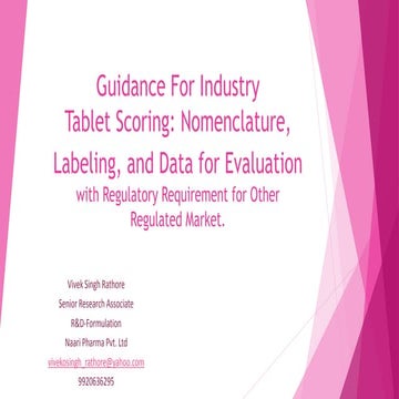 Guidance For Industry Tablet Scoring: Nomenclature, Labeling, and Data ...