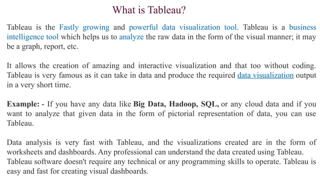 Data Visualization with Tableau - by Knowledgebee Trainings | PDF