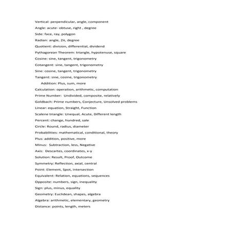 Mathematics vocabulary | PDF