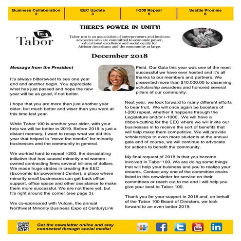 Tabor 100 January 2019 Newsletter | PDF