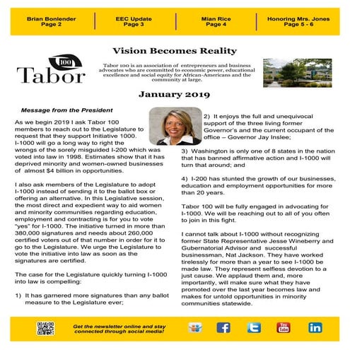 Tabor 100 January 2019 Newsletter | PDF