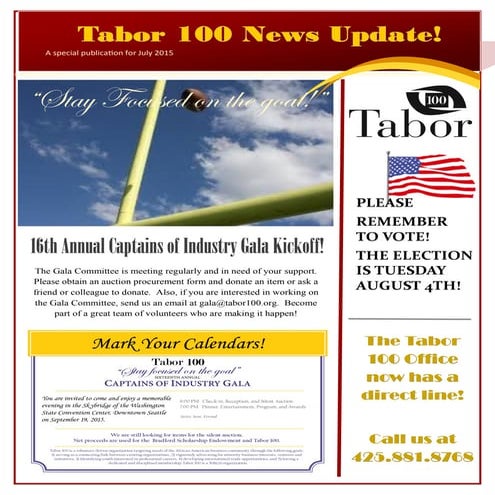 Tabor100 July 2015 Newsletter | PDF