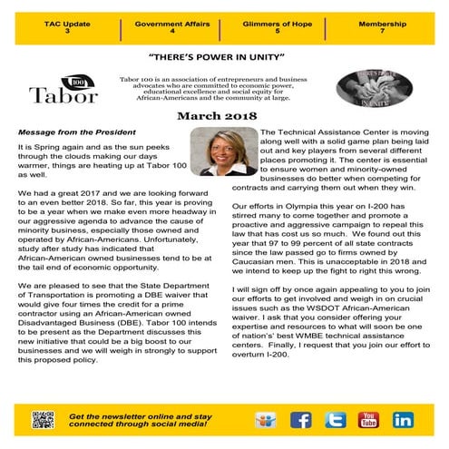 Tabor 100 January 2019 Newsletter | PDF