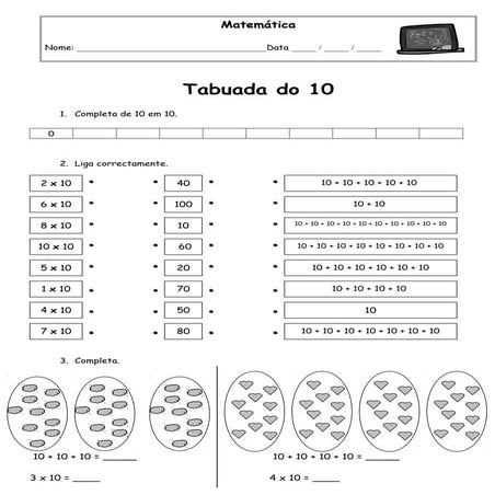 Tabuada do 10 ficha | PDF