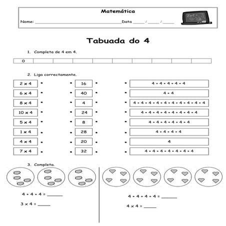 Tabuada do 4 ficha | DOC