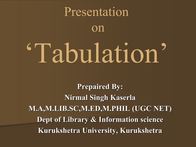 Tabulation of data | PPTX