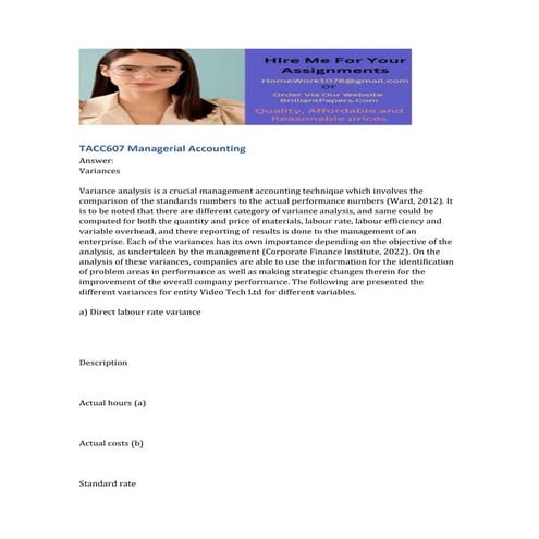 TACC607 Managerial Accounting.docx