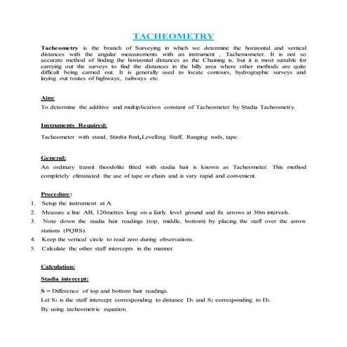 Tacheometry 1 | DOCX