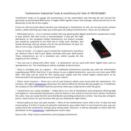 Tachometer | PDF | Automotive