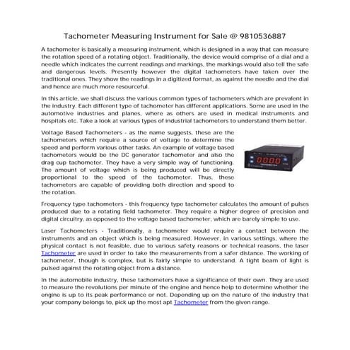 Tachometer | PDF