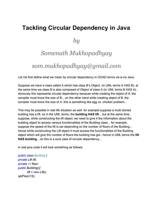 Tackling circular dependency in Java | PDF Tackling circular dependency in Java | PDF
