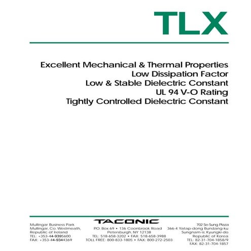Taconic TLX | PDF