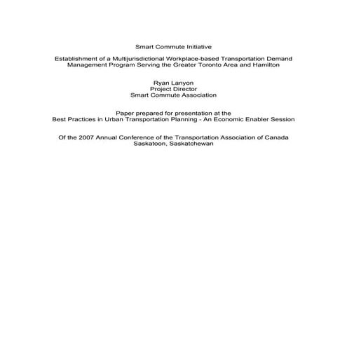 Smart Commute Initiative: Establishment of a Multijurisdictional ...