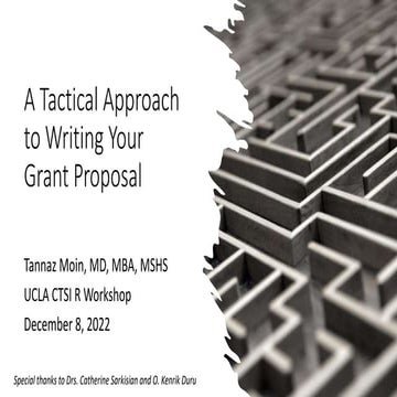 A Tactical Approach to Writing Your Grant Application. (Moin, 2022) | PPTX