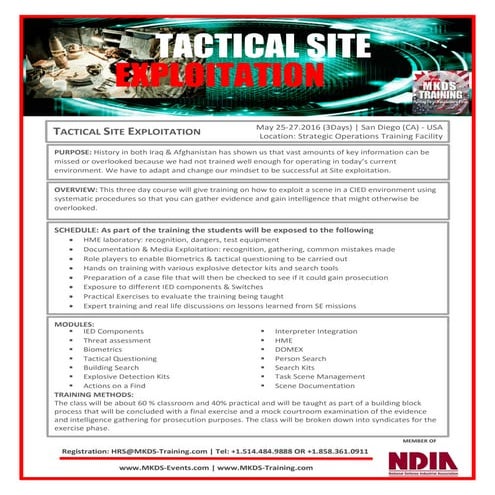 TACTICAL SITE EXPLOITATION - San Diego, California | PDF