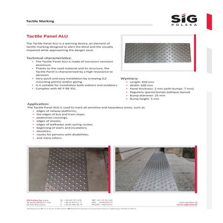 Tactile panel ALU SIG | PDF